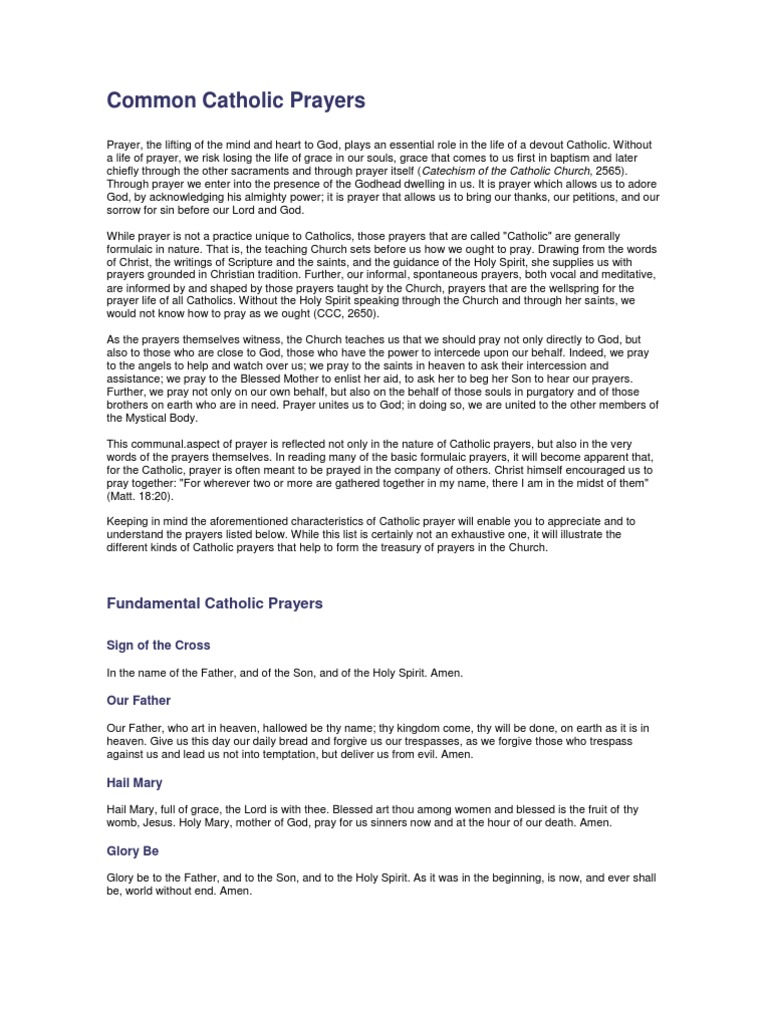 Common Catholic Prayers | PDF | Rosary | Prayer