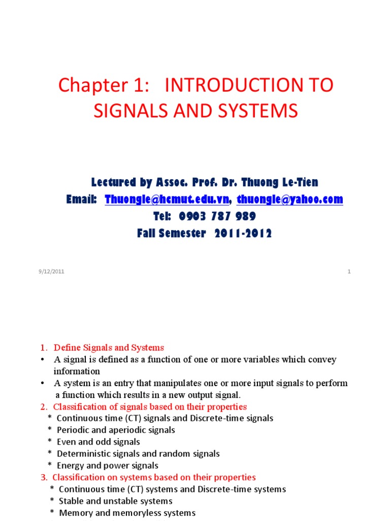 An Introduction to Signals and Systems: Classifying Signals and Systems ...