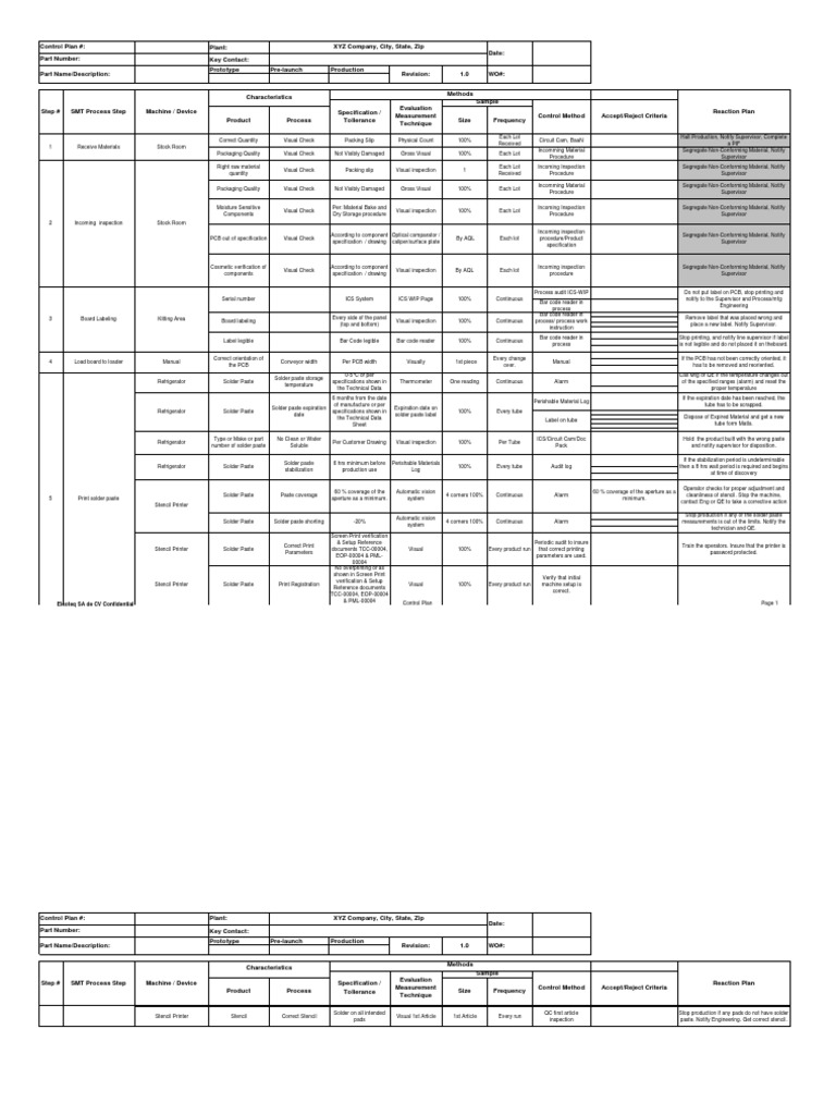 SMT Generic Control Plan | PDF | Printed Circuit Board | Soldering