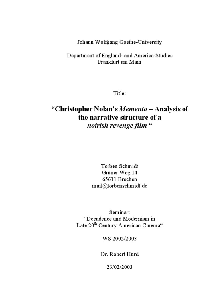 Analisis Memento Memento | PDF