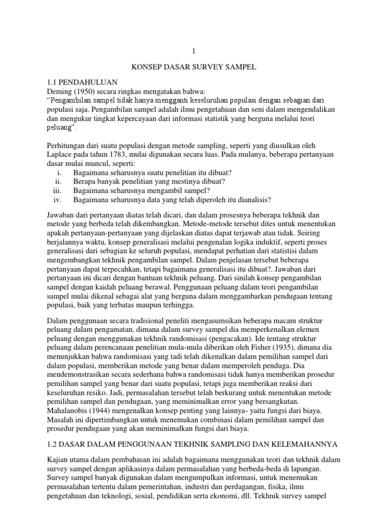 1 - Konsep Dasar Survey SampLing | PDF | Metode & Bahan Ajar | Komputer