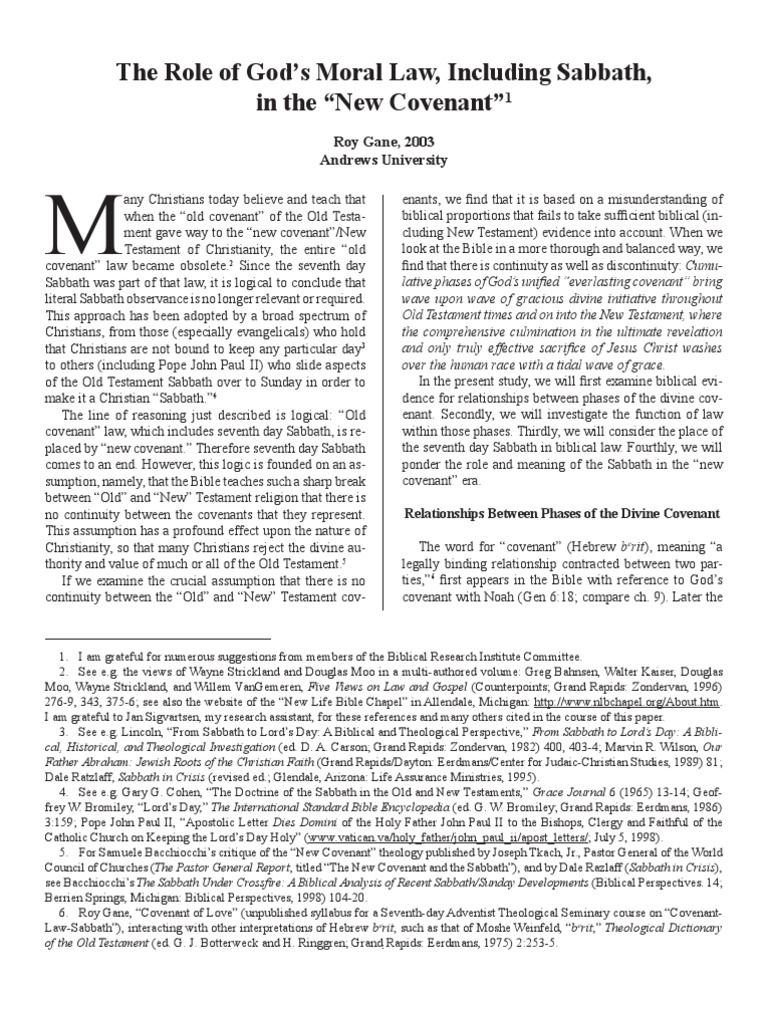 The Role of God's Moral Law | PDF | Covenant Theology | Covenant (Biblical)