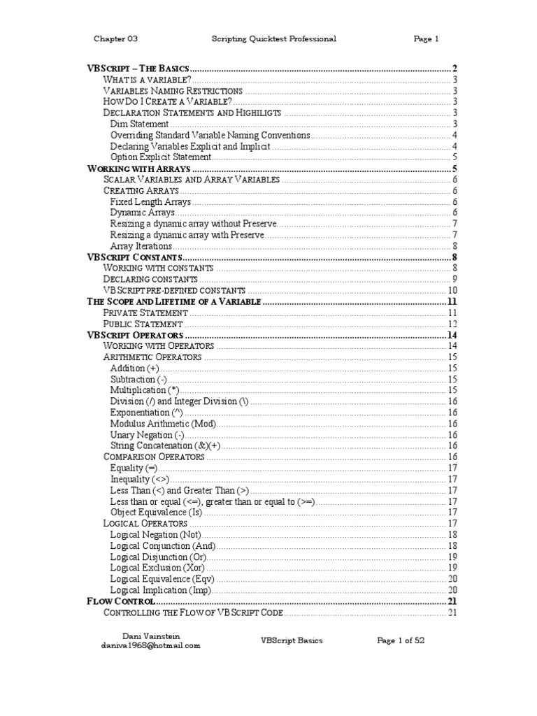 VB Scripting Basics | PDF | Variable (Computer Science) | Array Data Type