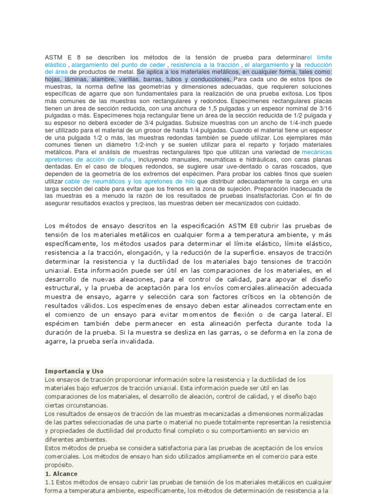 Astm E8 | PDF | Ductilidad | Rieles