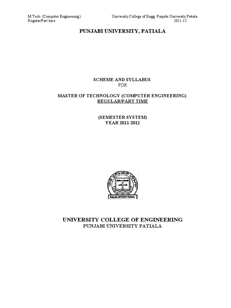 M.Tech Syllabus, UCOE, Punjabi University, Patiala | PDF | Data ...