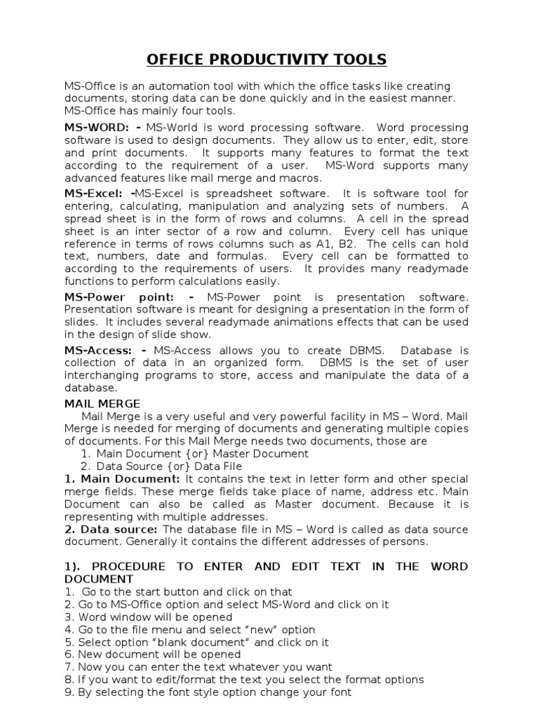 Office Productivity Tools | PDF | Spreadsheet | Software