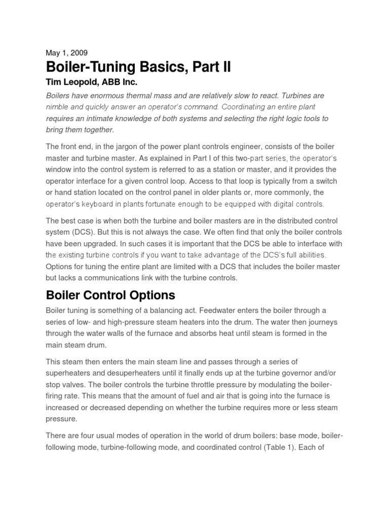 Boiler-Tuning Basics: Control Modes | PDF | Boiler | Control System