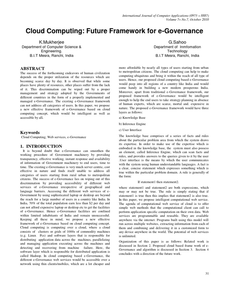 Future of EGovernance and Cloud | PDF | Apache Hadoop | Cloud Computing