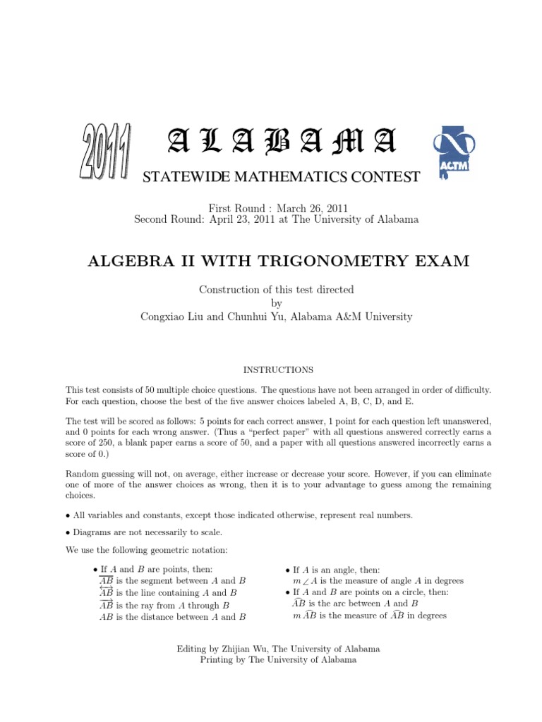 Analysis of an Algebra II with Trigonometry Exam | PDF | Programmer ...
