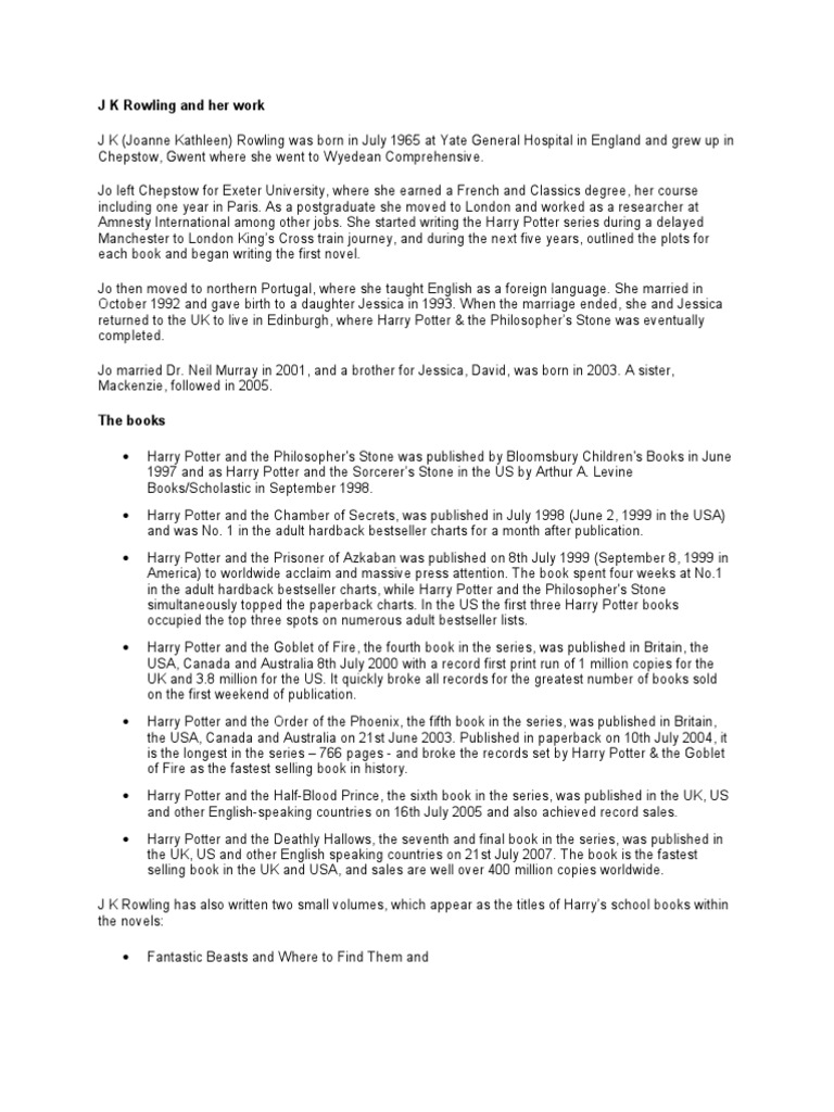 J.K. Rowling: Life and Literary Impact | PDF | J. K. Rowling | Harry Potter