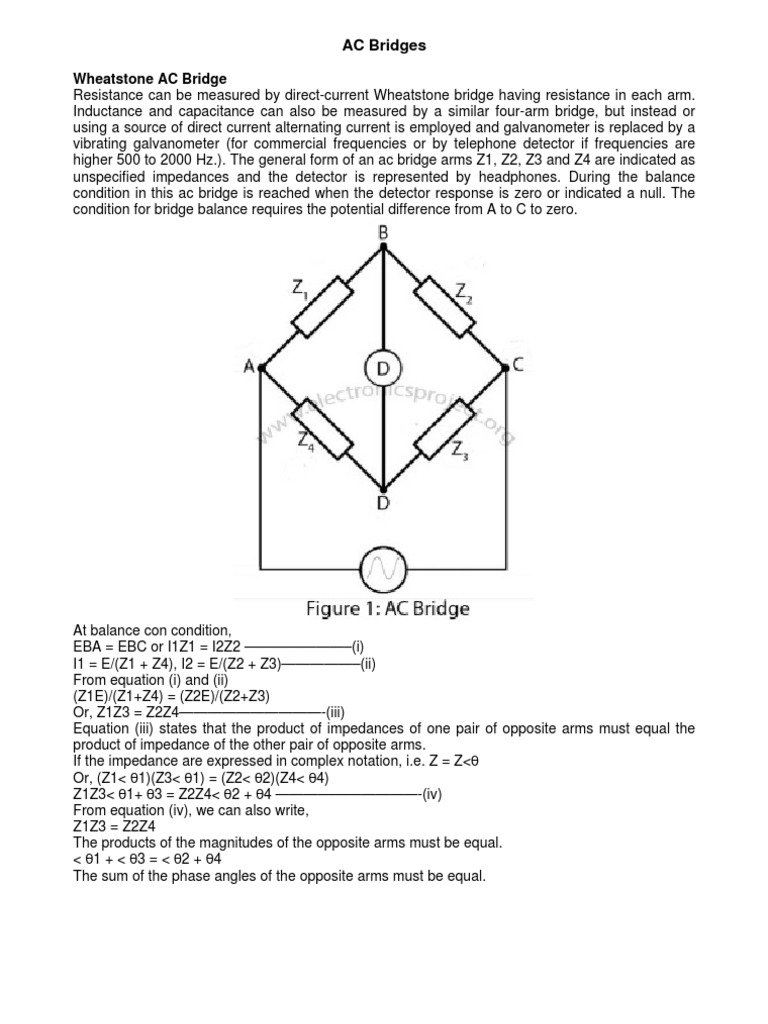 AC Bridges | Download Free PDF | Capacitor | Electrical Impedance