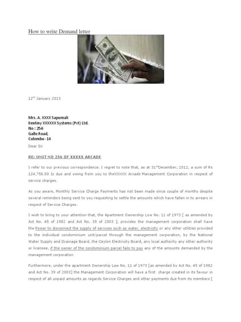 Demand Letter for Service Charges Due | PDF | Condominium | Corporations