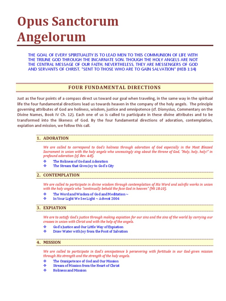 Opus Sanctorum Angelorum: Four Fundamental Directions
