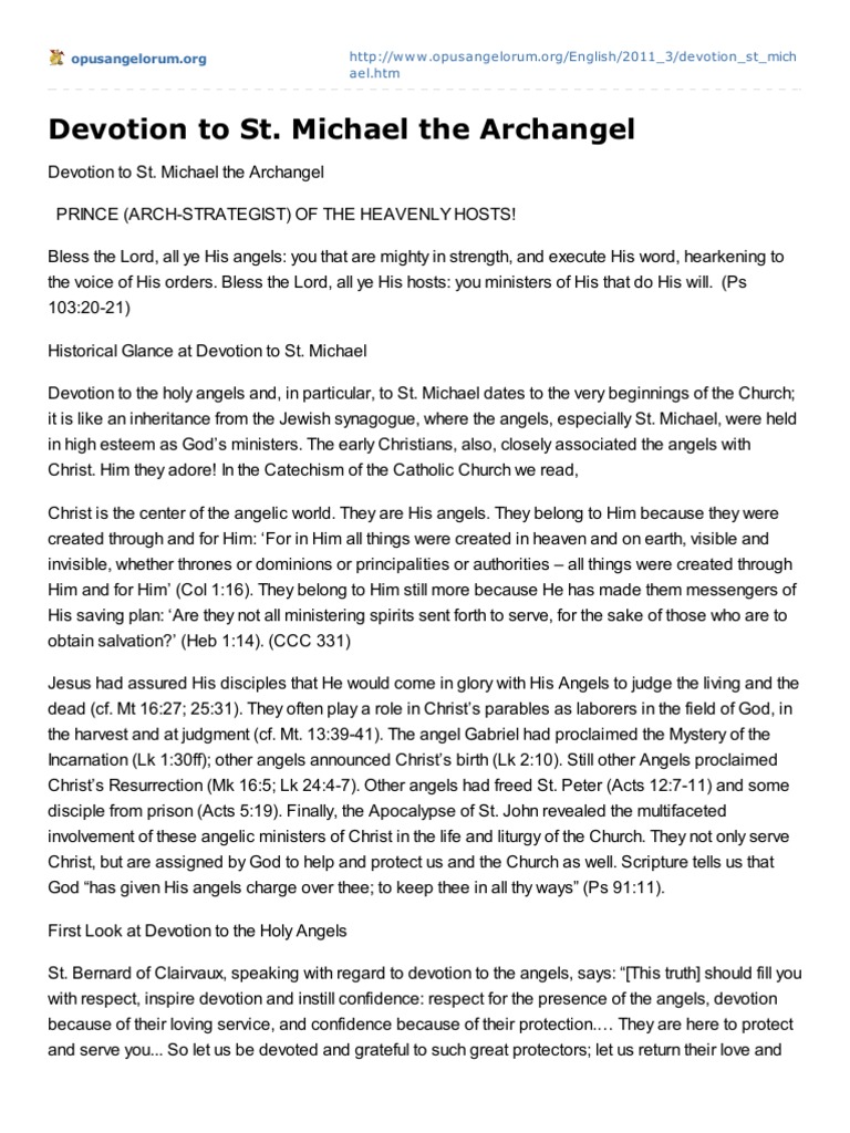 Part 1 - Devotion To St. Michael, Opus Angelorum | PDF | Michael ...
