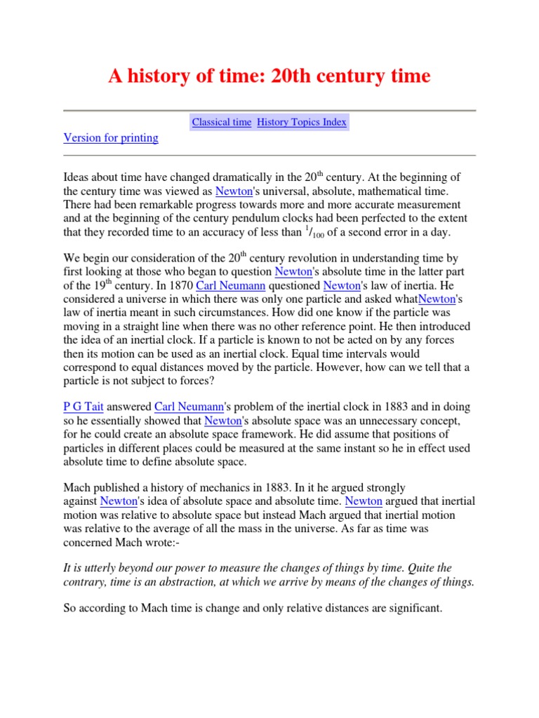 Evolution of Time Concepts in the 20th Century | PDF