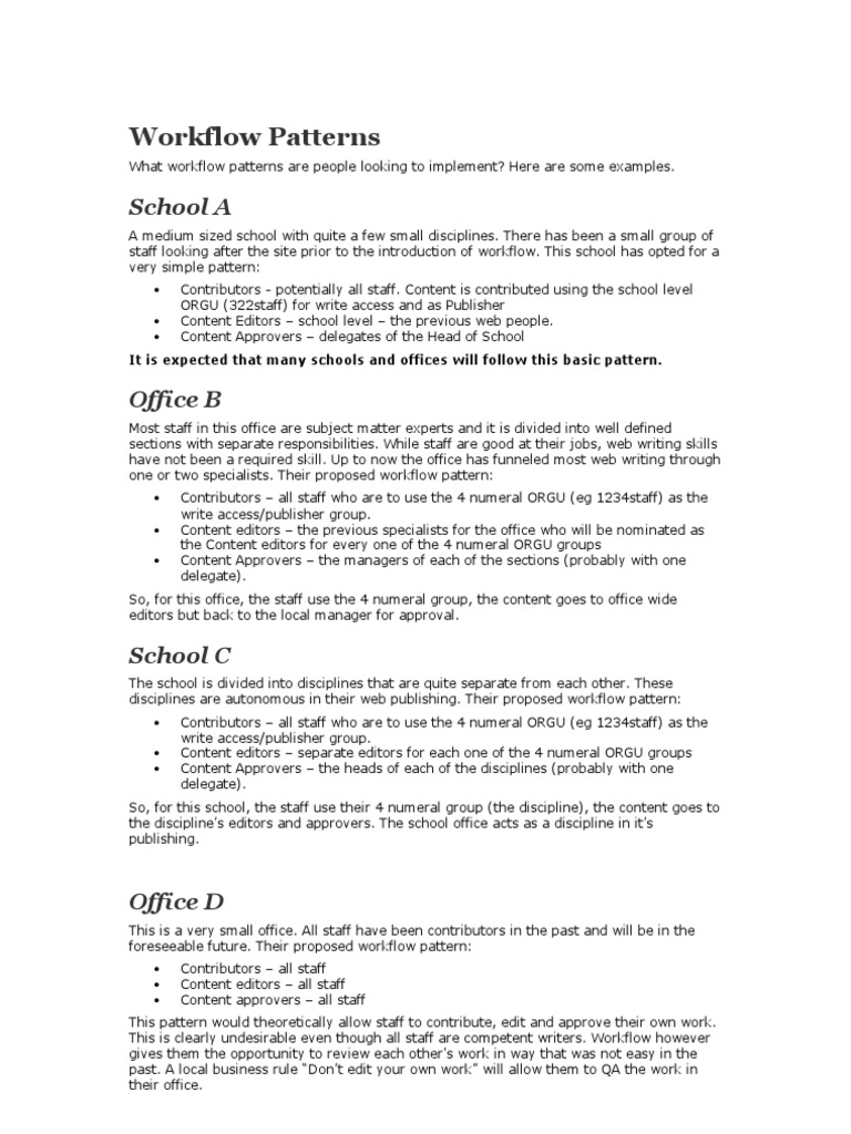 Workflow Patterns: School A | PDF | Editing | World Wide Web