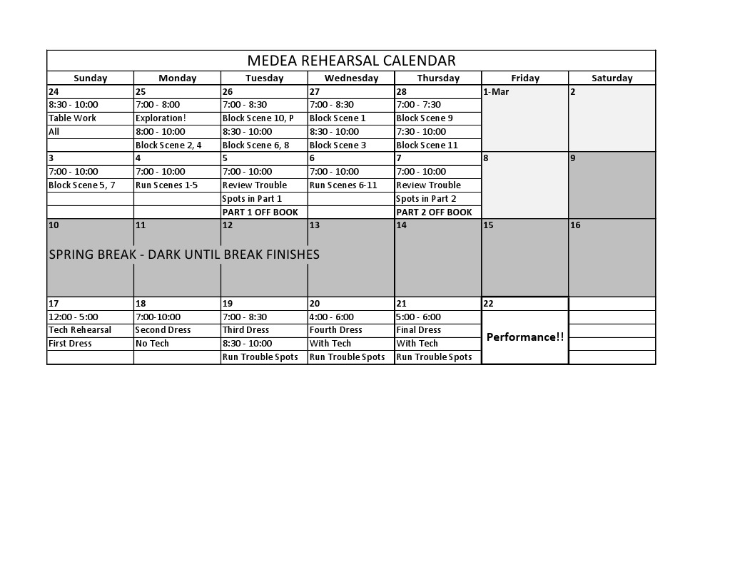 Rehearsal Schedule | PDF | Teaching Methods & Materials | Art