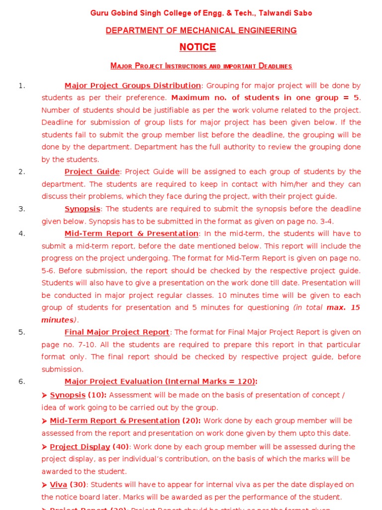 Notice: Department of Mechanical Engineering | PDF | Business