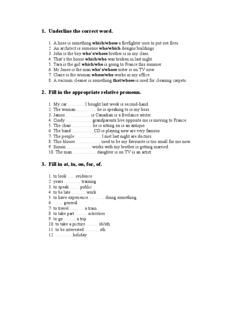 Underline The Correct Word | PDF | Languages