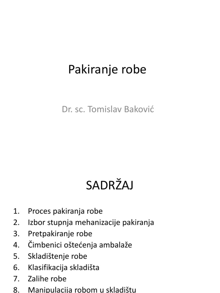 Pakiranje Robe | PDF