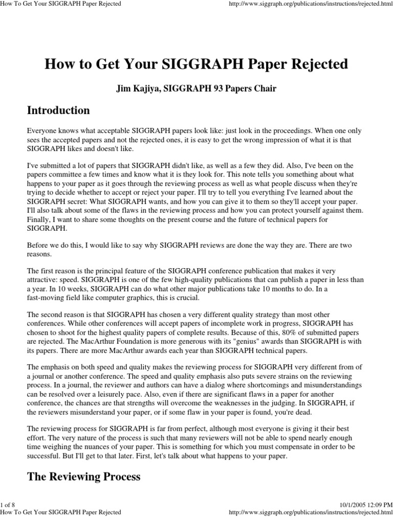How to Ensure SIGGRAPH Paper Rejection | PDF | Computer Graphics ...