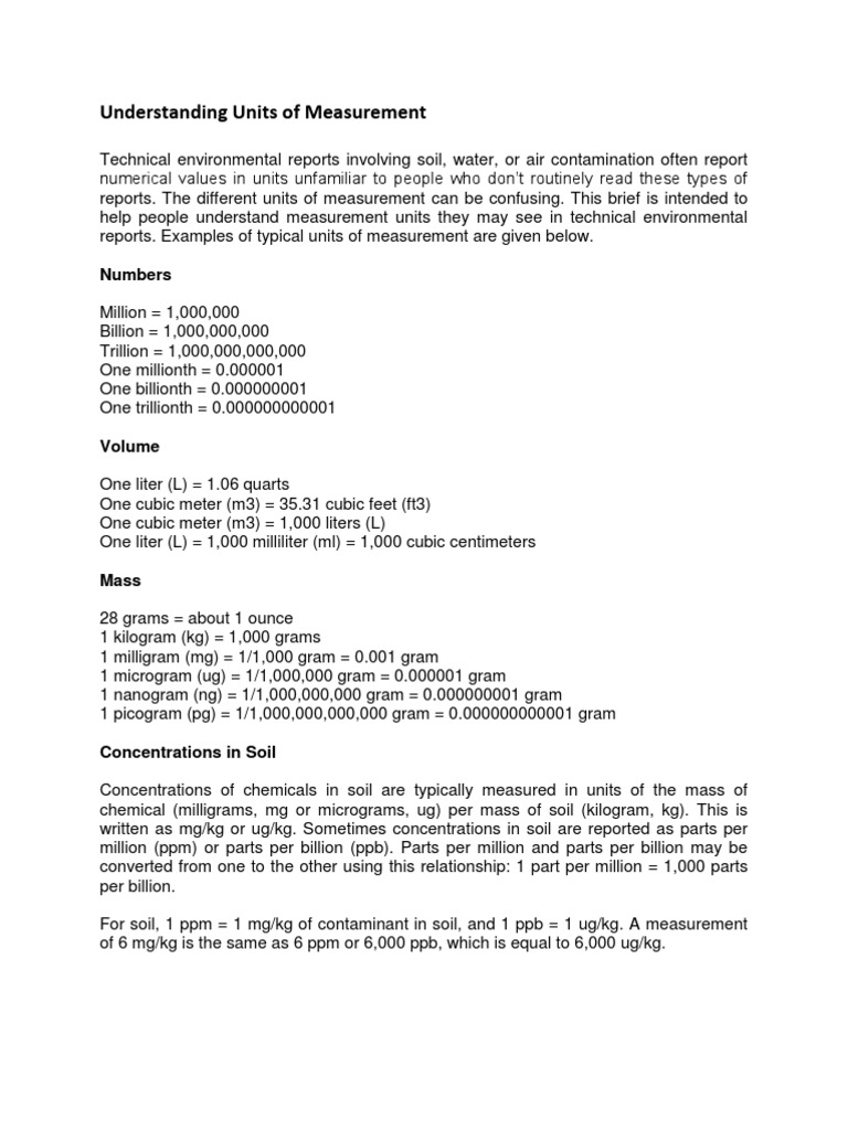 Understanding Measurement Units in Reports | PDF