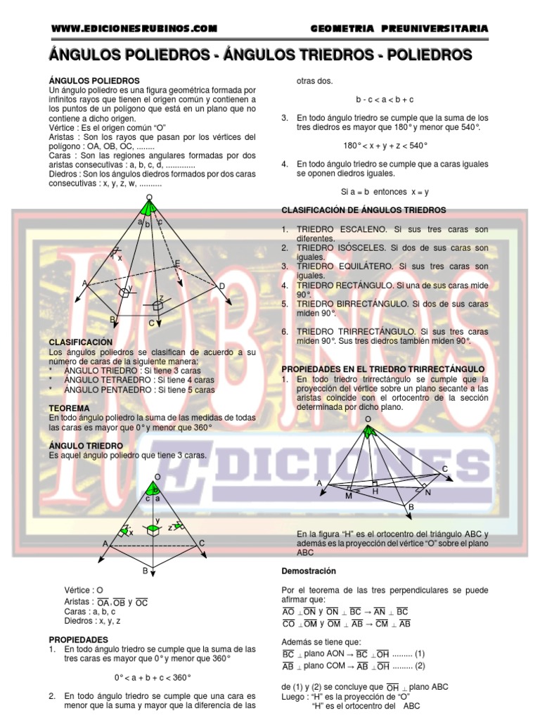 Angulos Poliedros Angulos Triedros Poliedros | PDF | Tetraedro | Triángulo