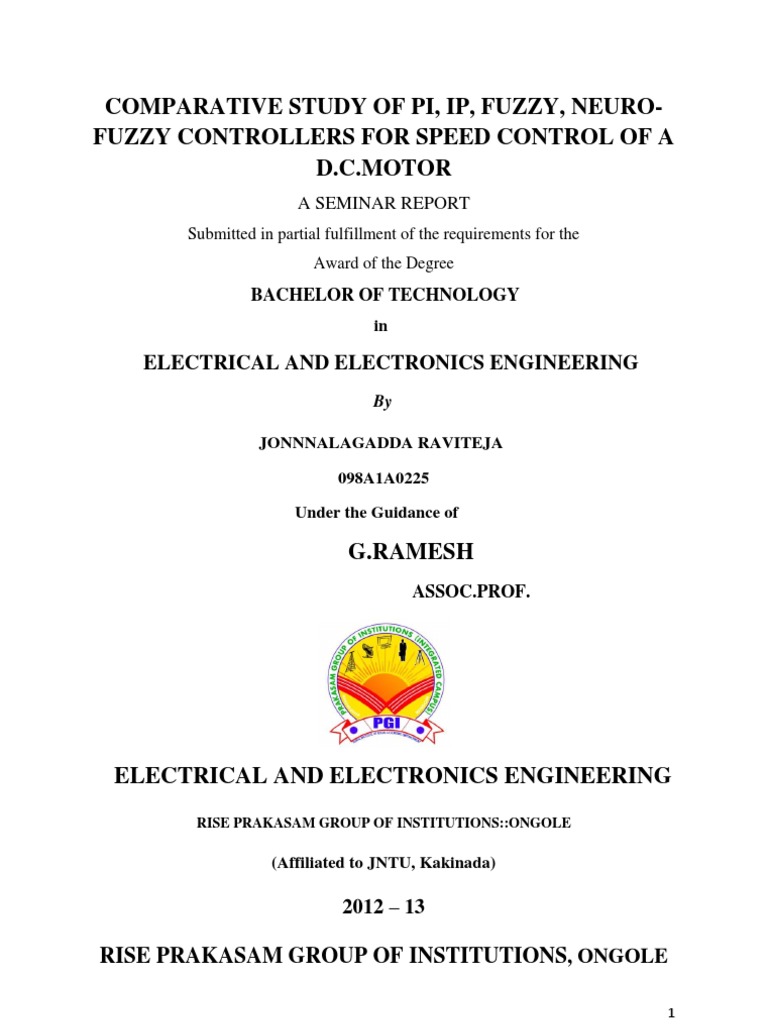 Comparative Study of Pi, Ip, Fuzzy, Neuro-Fuzzy Controllers For Speed Control of A D.C.Motor ...