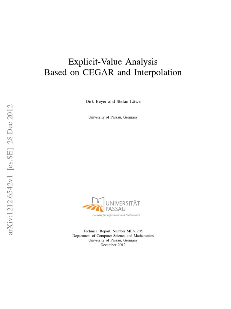 Explicit-Value Analysis Based On CEGAR and Interpolation: Dirk Beyer and Stefan L Owe | PDF ...