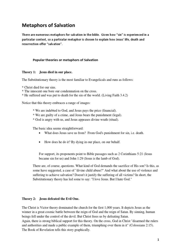 Metaphors of Salvation | PDF | Jesus | Religious Behaviour And Experience