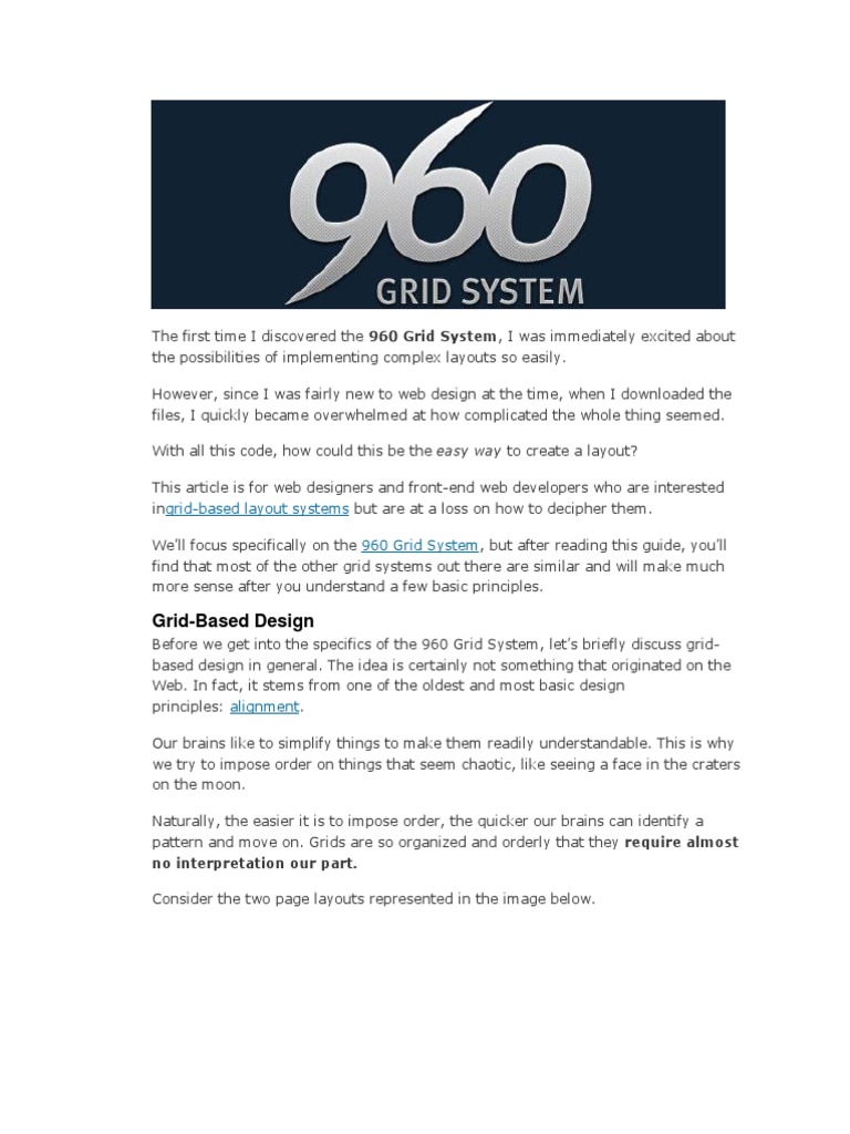 The 960 Grid System | PDF | Web Design | Page Layout