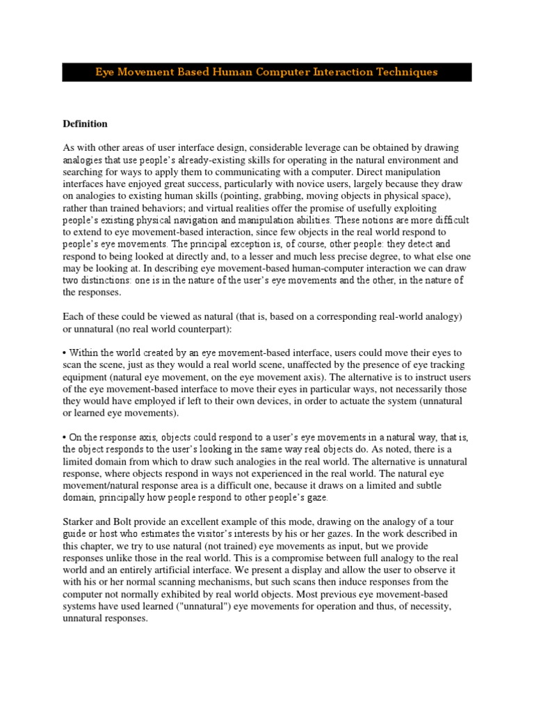 Eye Movement Based Human Computer Interaction Techniques | PDF | Human–Computer Interaction ...