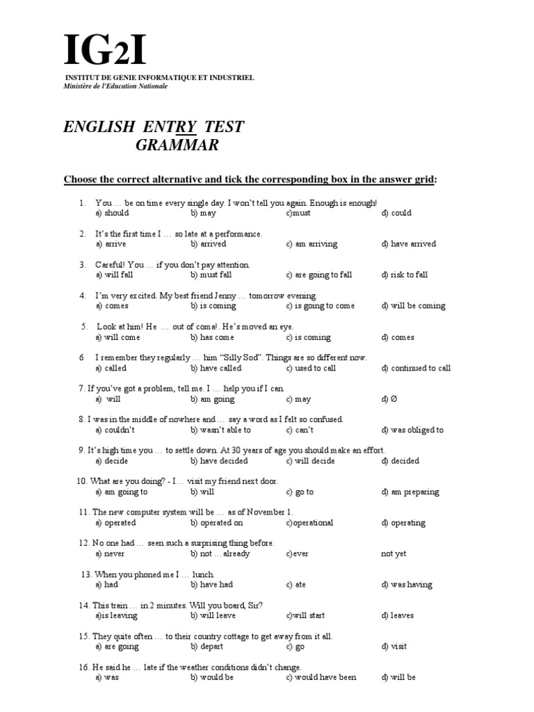Ig2i Test Anglais | PDF | Teaching Methods & Materials
