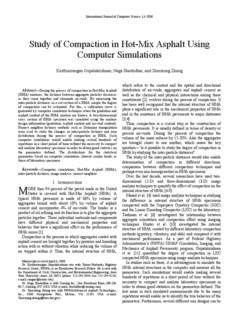 Quantifying the Degree of Compaction in Hot-Mix Asphalt Using Computer ...