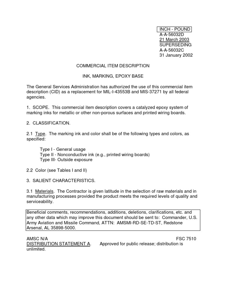A-A 56032d (Stamp Ink) Supr Mil-I-43553) | PDF | Ink | Epoxy