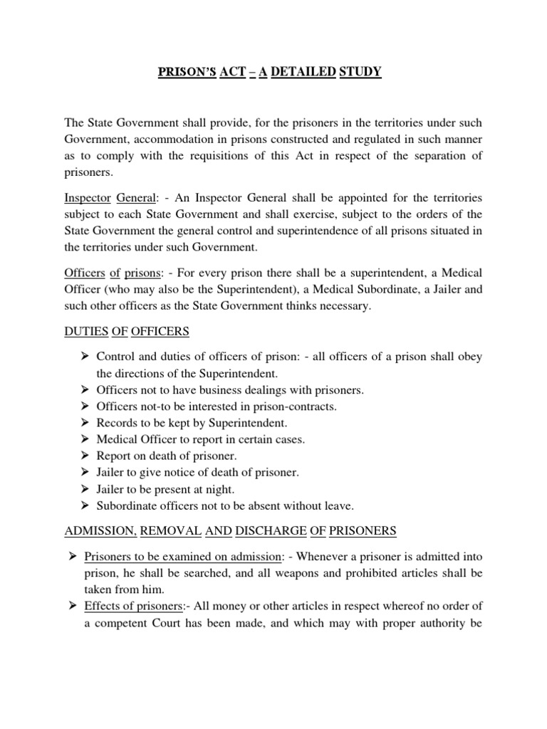 The Prisons Act 1894 | PDF | Natural Law | Prison