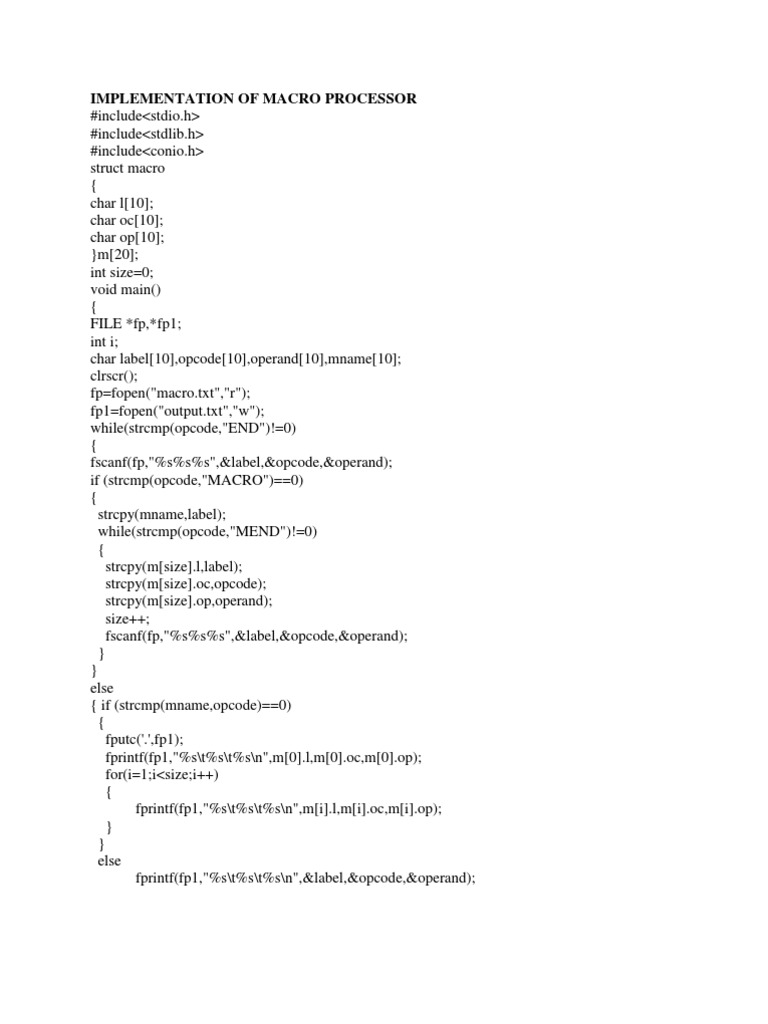 Macro Processor Implementation in C | PDF | Digital Electronics ...