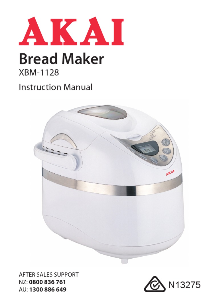 XBM1128 Bread Maker AKAI Instruction Manual PDF | PDF | Flour | Breads