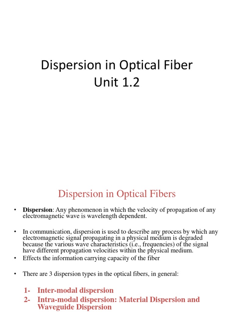 Dispersion in Optical Fiber | PDF | Dispersion (Optics) | Optical Fiber