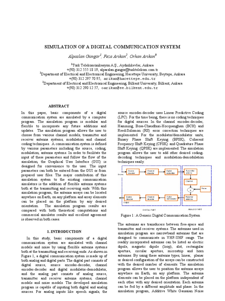 Simulation of A Digital Communication System | PDF | Antenna (Radio ...