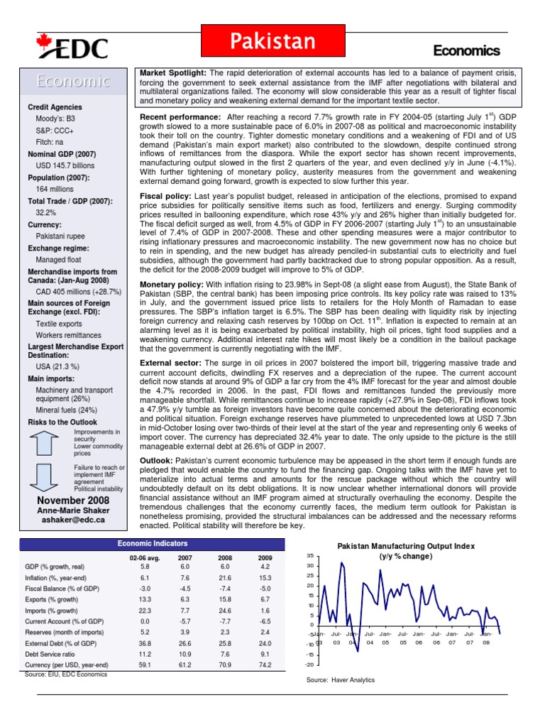 Economic Situation of Pakistan | PDF | Pakistan Peoples Party | Inflation