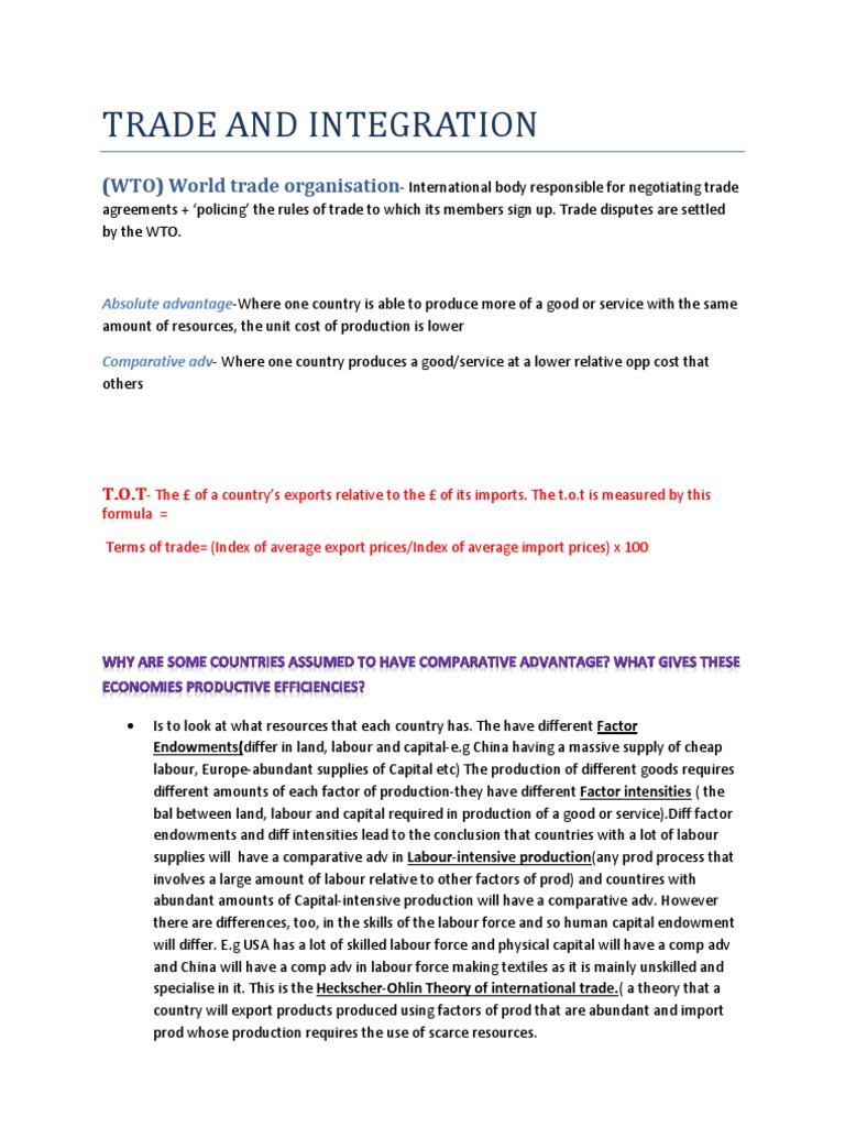 Trade and Integration: (WTO) World Trade Organisation | PDF | Trade ...