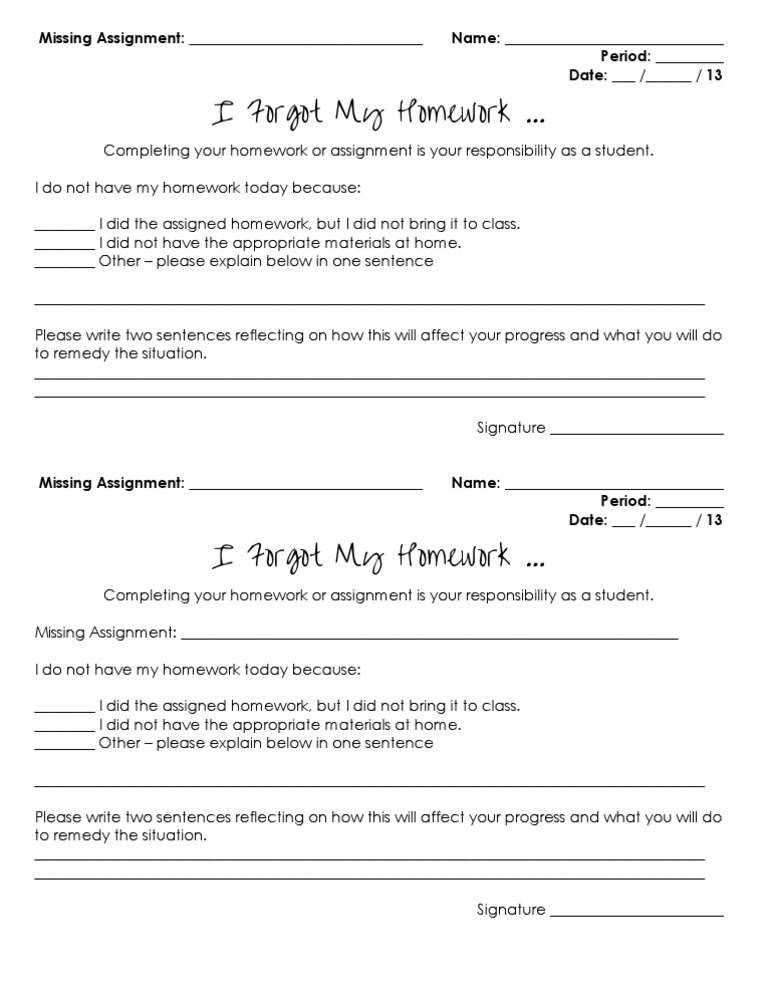 No Homework Slip! | PDF | Homework | Academia