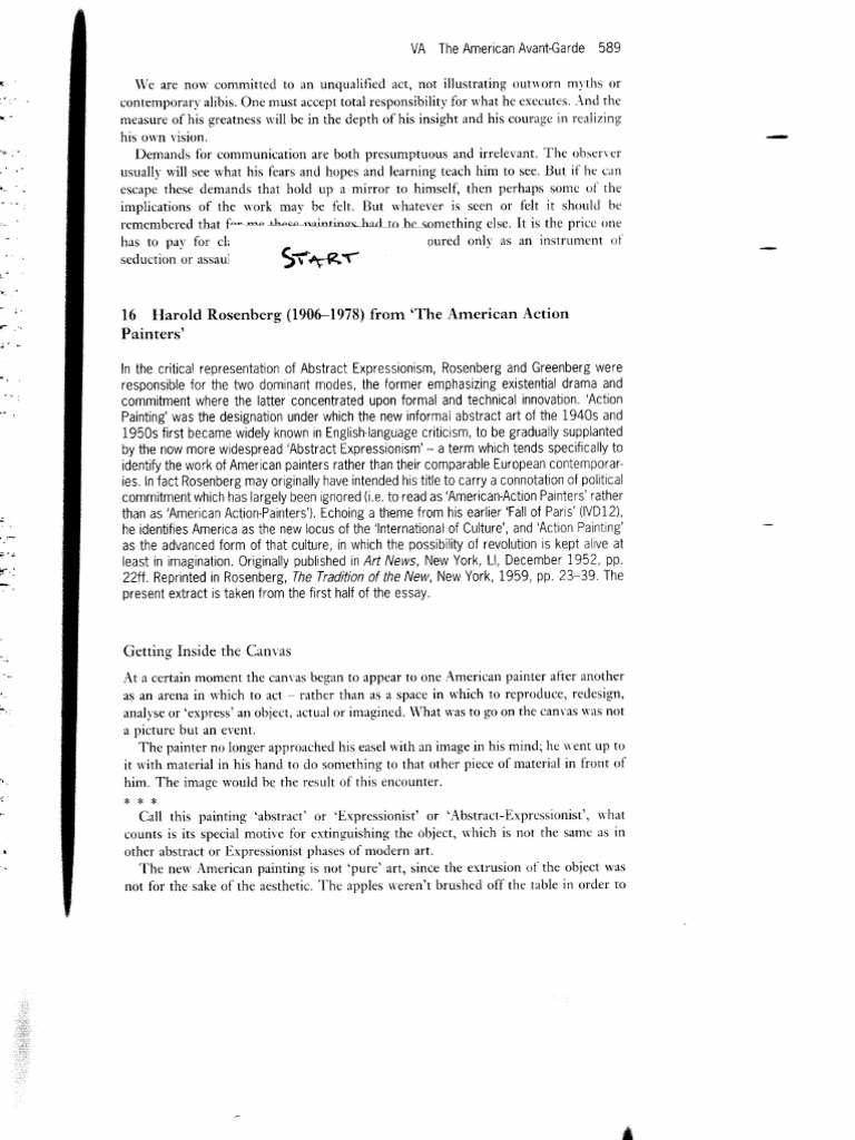 Harold Rosenberg - American Action Painters | PDF | Paintings | Aesthetics