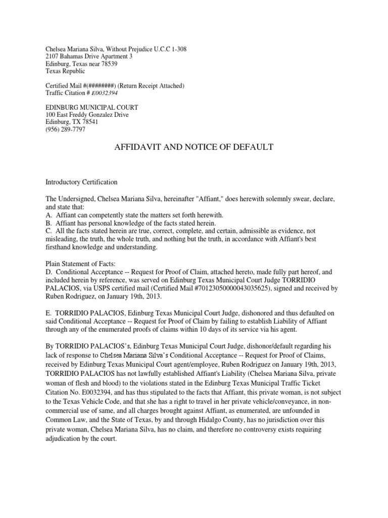 Notice of Default | Affidavit | Notary Public