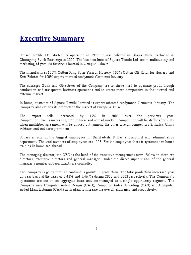 Square Textile Ltd. | PDF | Exports | Knitting