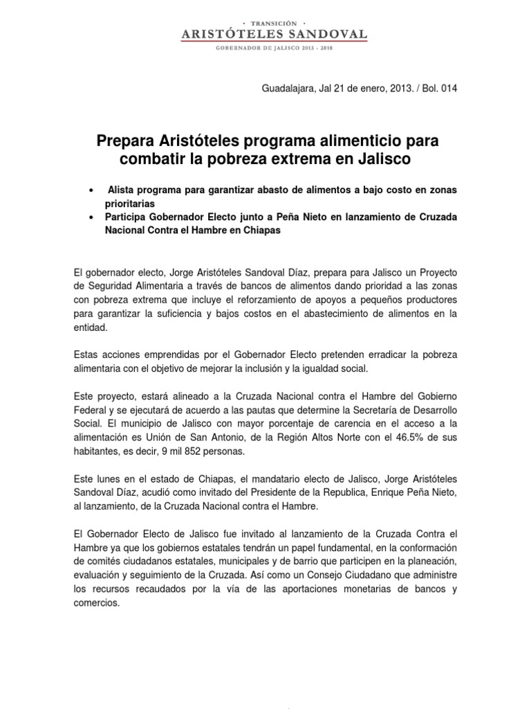 21-01-2013 Prepara Aristóteles Programa Alimenticio para Combatir La ...