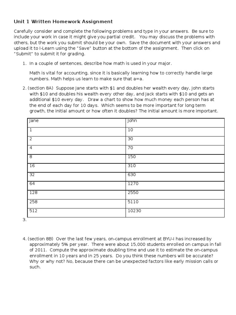 BYUI Written Homework | PDF | Homework | Teaching Mathematics