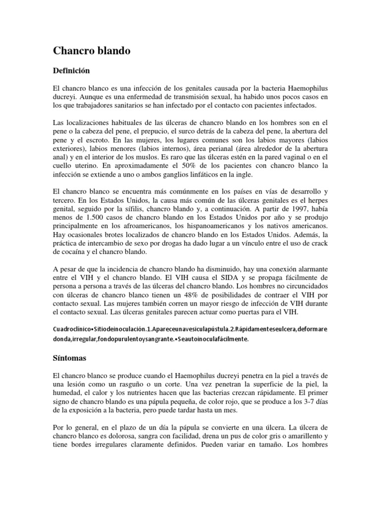Chancro Blando: Síntomas y Tratamiento | PDF | Infección transmitida ...