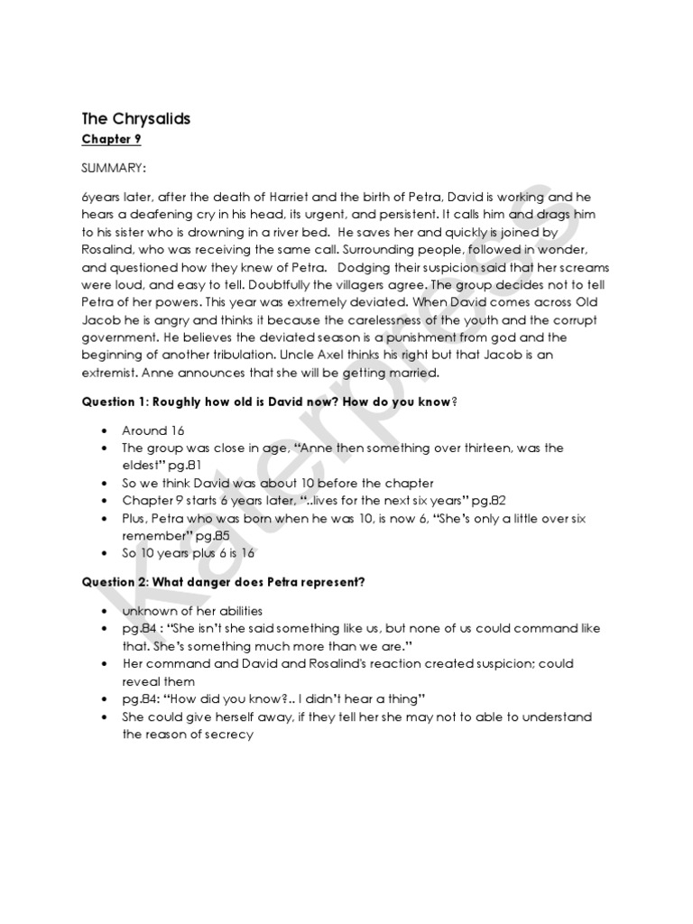 The Chrysalids Chapter 9-10 Analysis | PDF